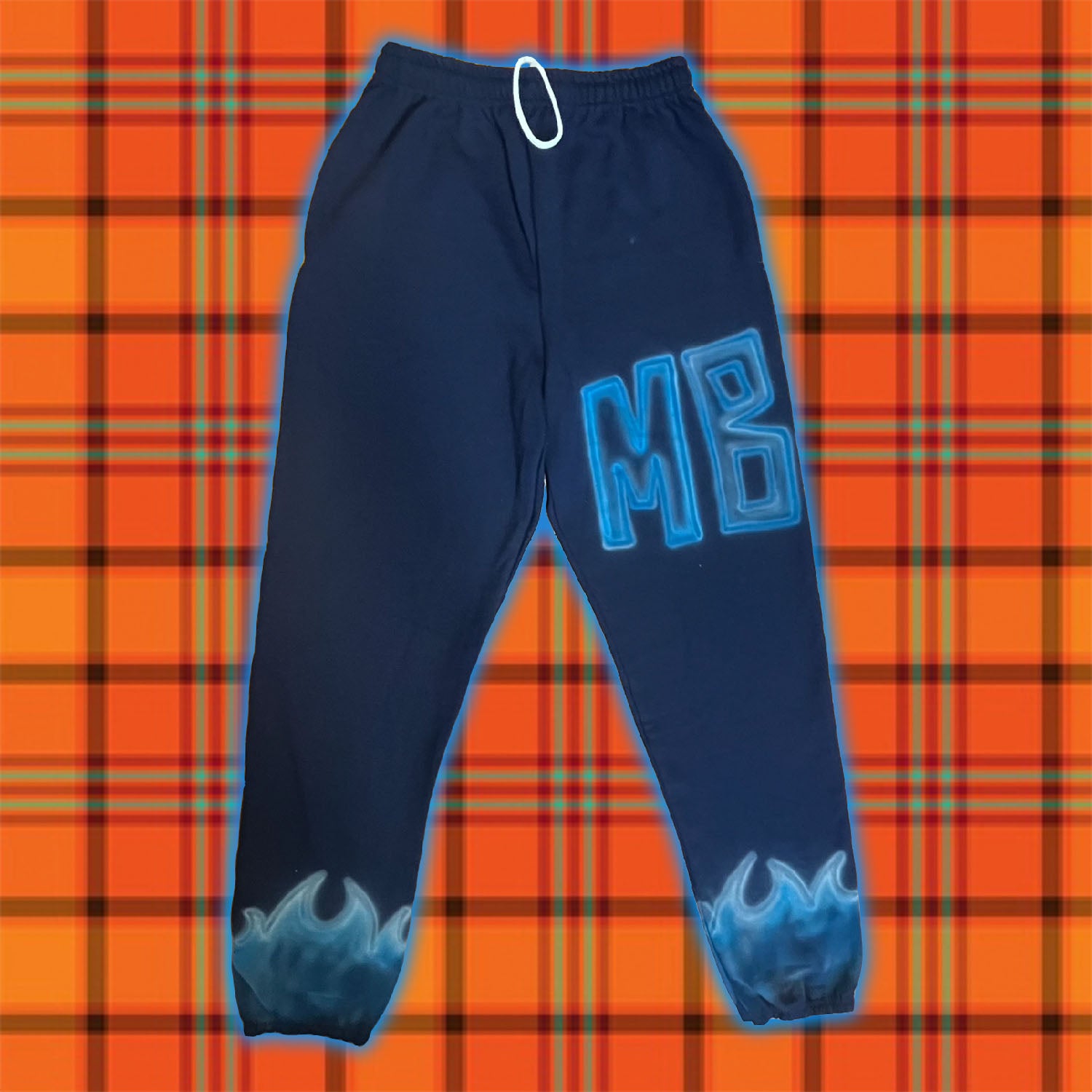 NAVY BLUE FLAMES SWEATS – Marsanne Brands